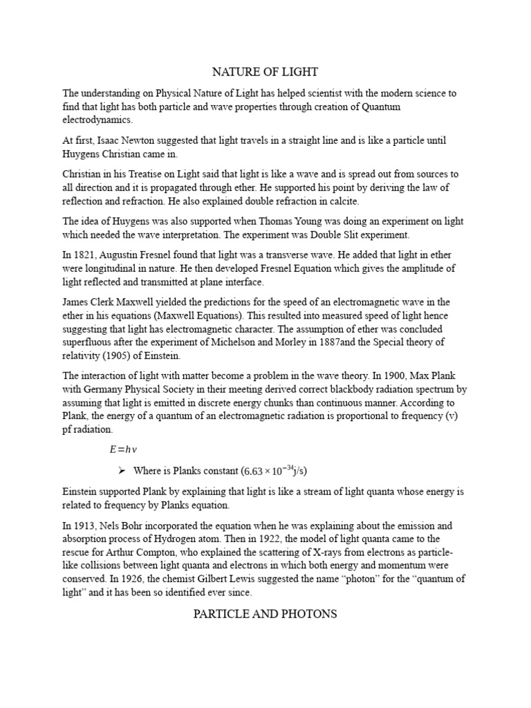 Light Assignment | PDF | Photon | Light