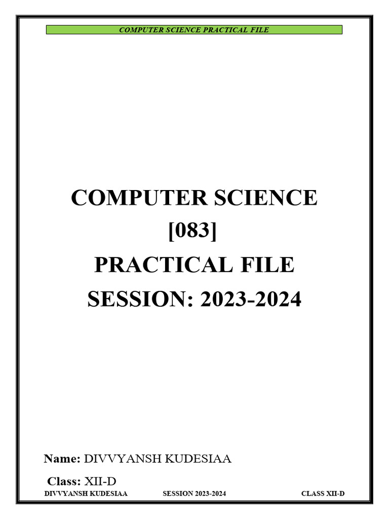 D Practical File 2 Pdf Computer Program Programming