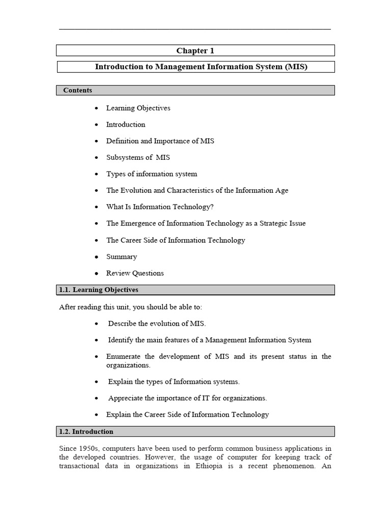 Management Information System Chapter 1 Pdf Information System Information