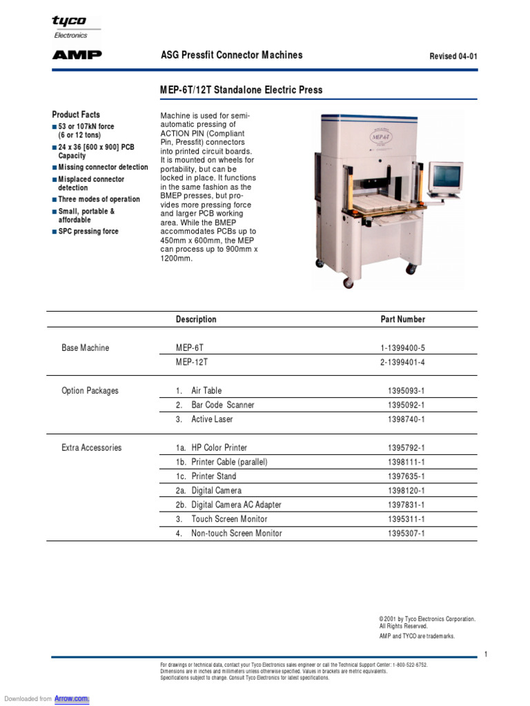 ASG Pressfit Connector Machines: Product Facts | PDF | Printed Circuit ...