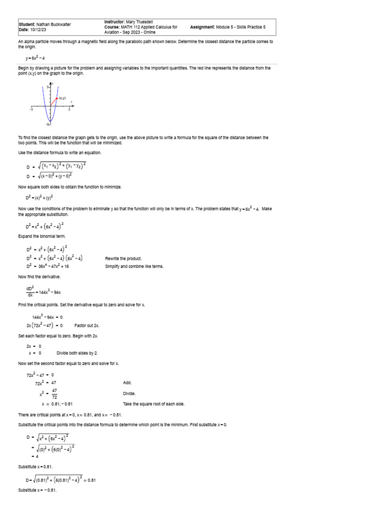 Module 5 - Skills Practice 5-Nathan Buckwalter | PDF | Mathematical Analysis | Applied Mathematics