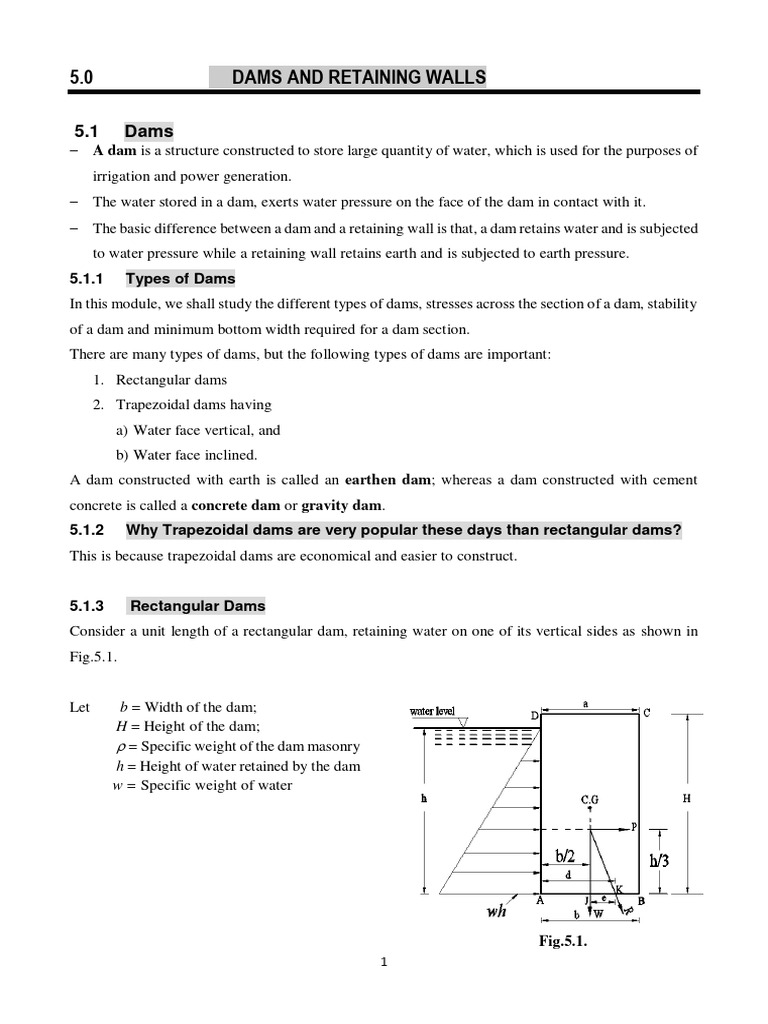 DAMS AND RETAINING WALL | PDF | Dam | Length