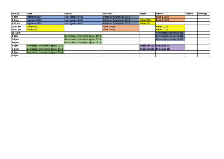 Horario Gemelas - XLSX - Hoja1 | PDF