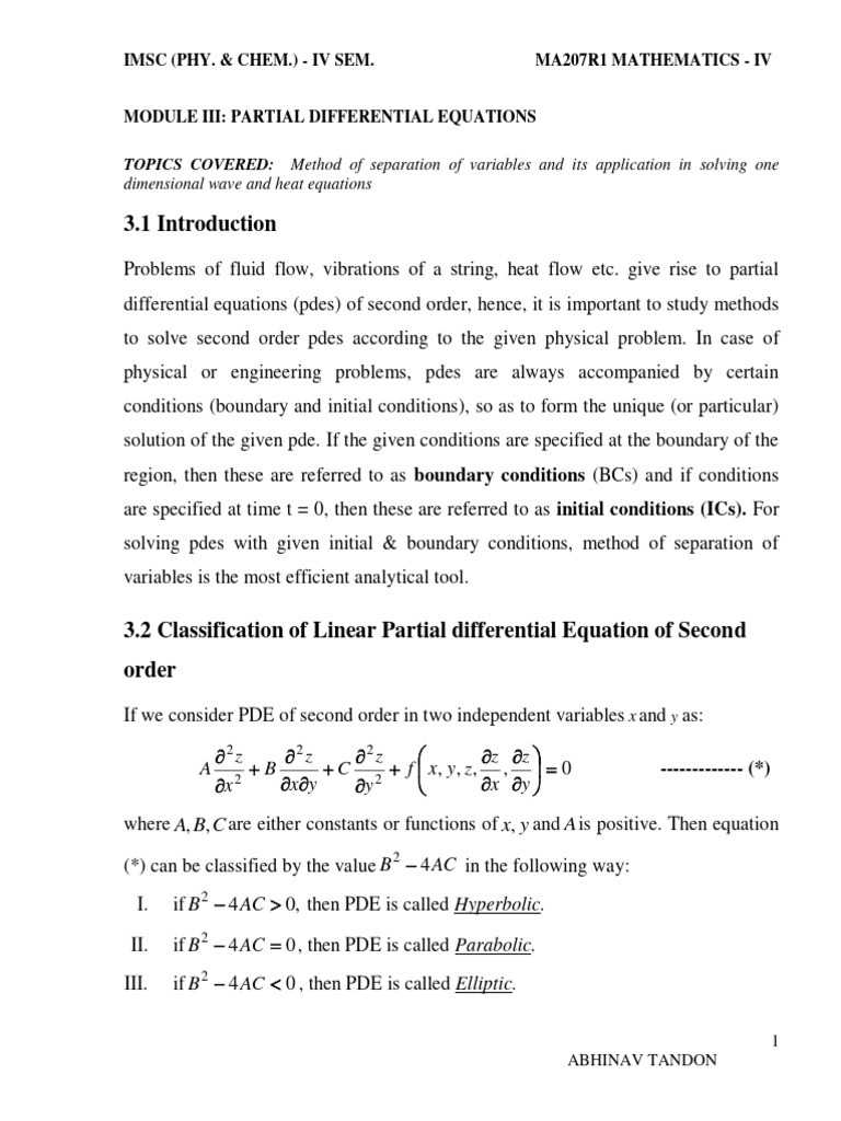MODULE3 Final MA207R1 SEPARATION VARIABLES PDE NOTES | PDF | Partial ...
