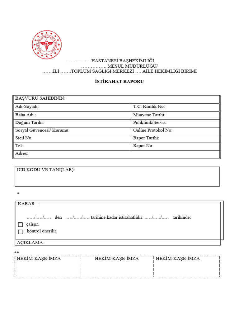 Istirahat Rapor Formati Ek 4 | PDF