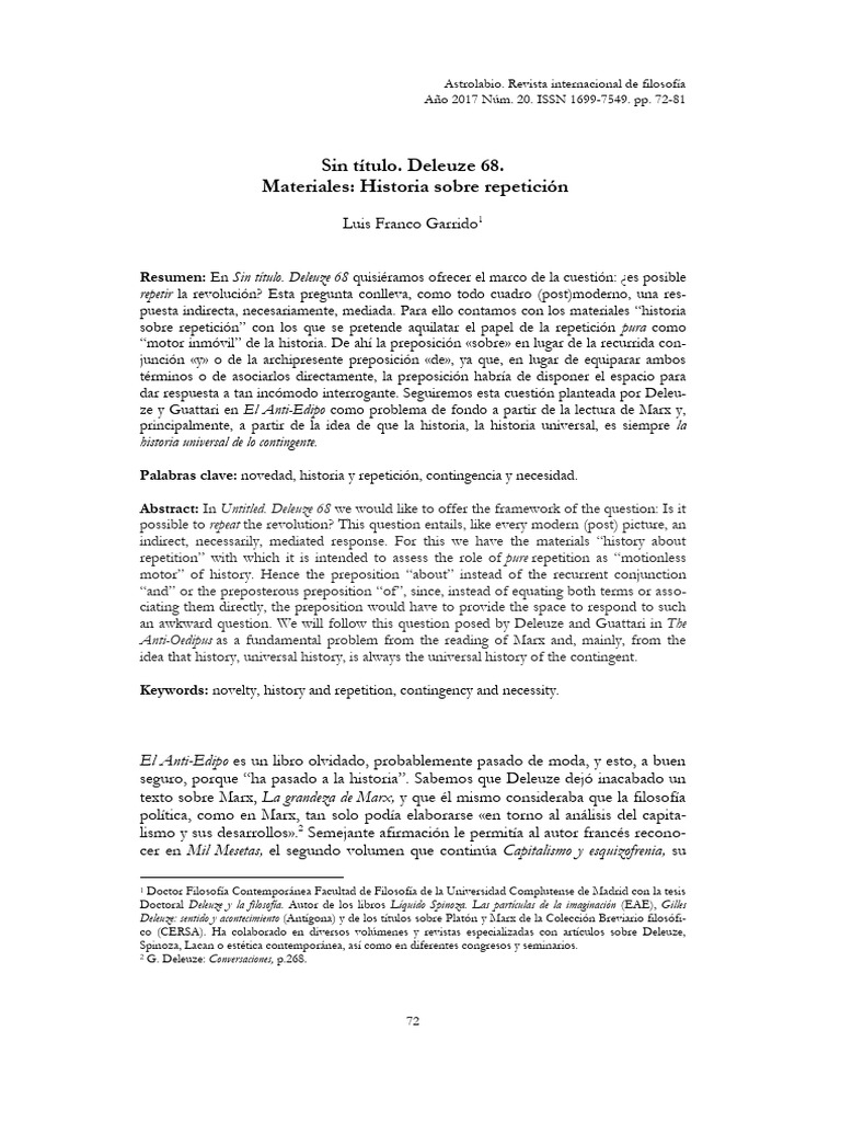 Repetición y Revolución en Deleuze | PDF | Gilles Deleuze | Karl Marx