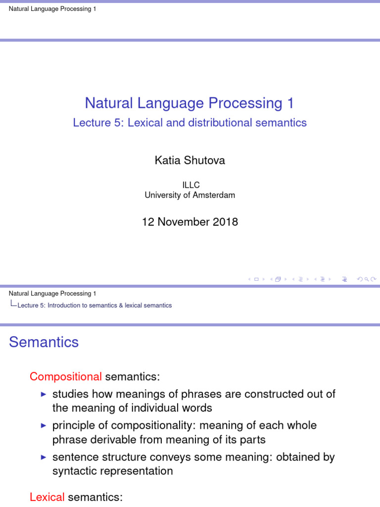 NLP1 Lecture5 | PDF | Semantics | Concept