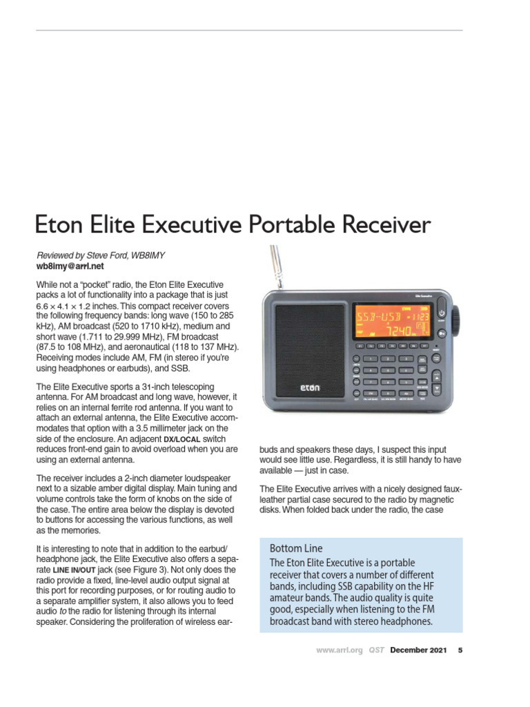 Product Review Eton Elite Executive Portable Receiver | PDF | Radio ...