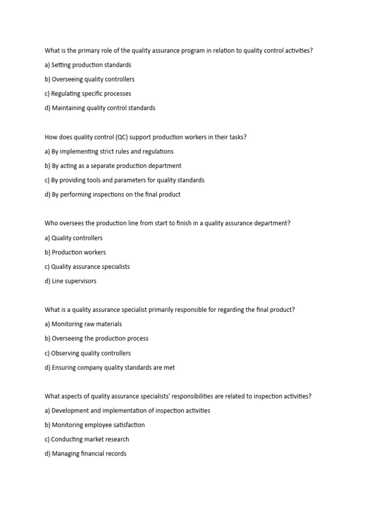 Fqa Inspection Mock Exam | PDF | Quality Assurance | Quality (Business)