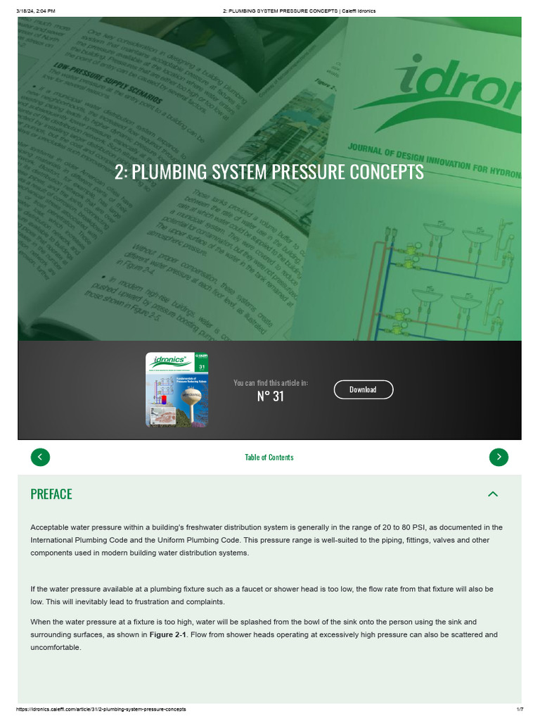 2 - PLUMBING SYSTEM PRESSURE CONCEPTS - Caleffi Idronics Eeeeeeeeeeeee | PDF | Plumbing | Pressure