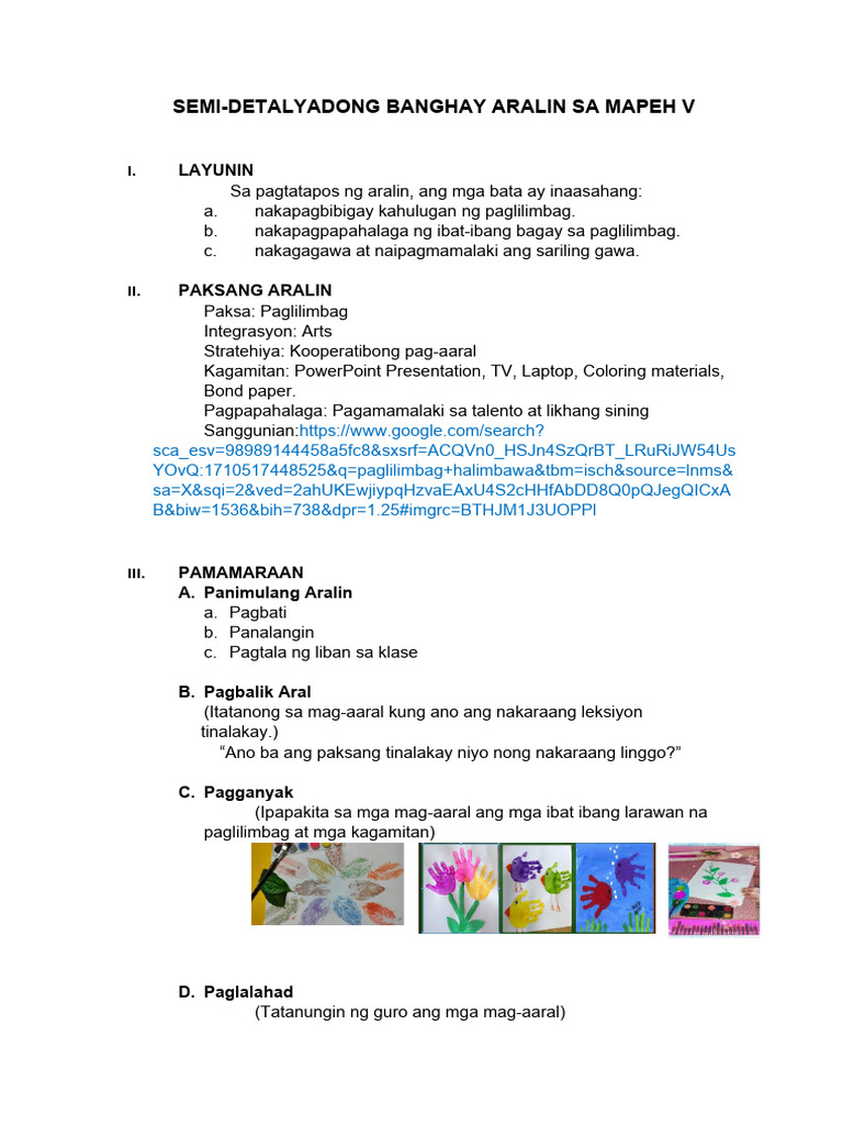 Mapeh LP 5 Paglilimbag | PDF