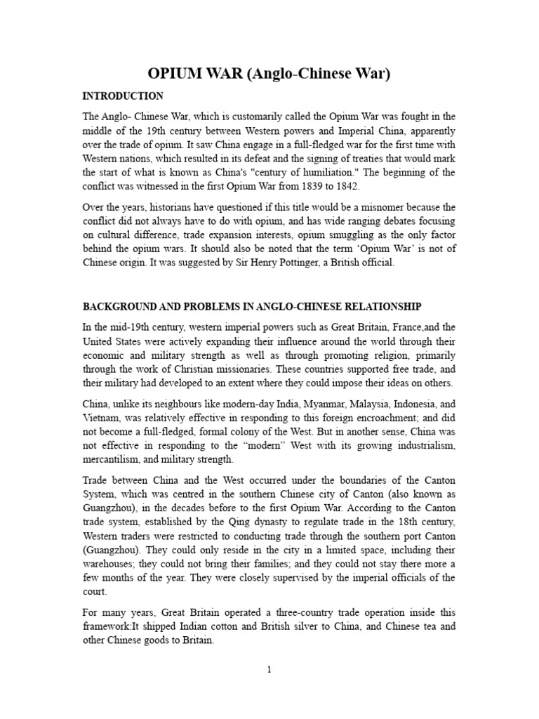 OPIUM WAR (Anglo-Chinese War) | PDF | British Empire | Opium