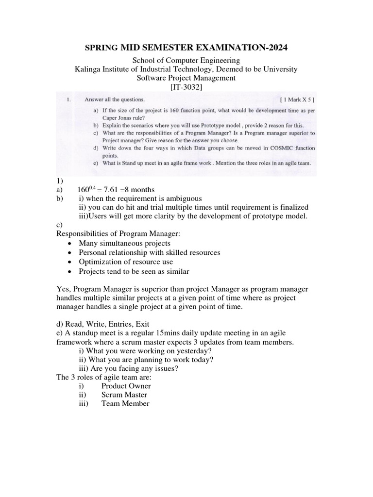 SPM Exam Paper | PDF | Scrum (Software Development) | Agile Software Development