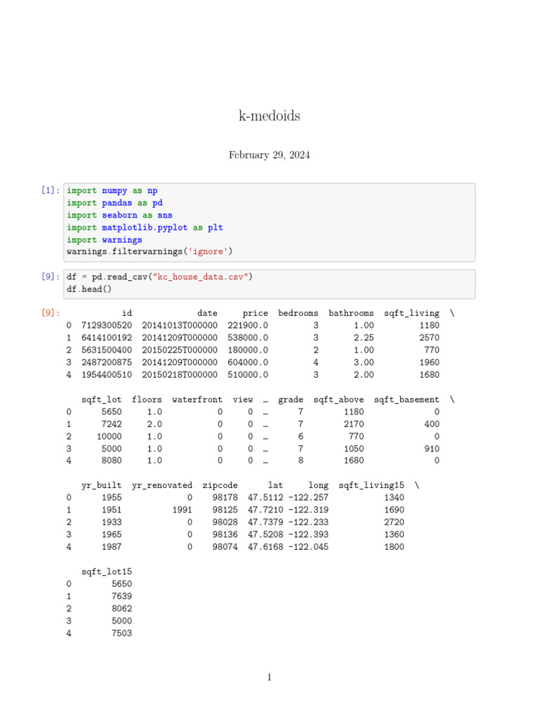 K Medoids | PDF | Computer Data | Computer Programming