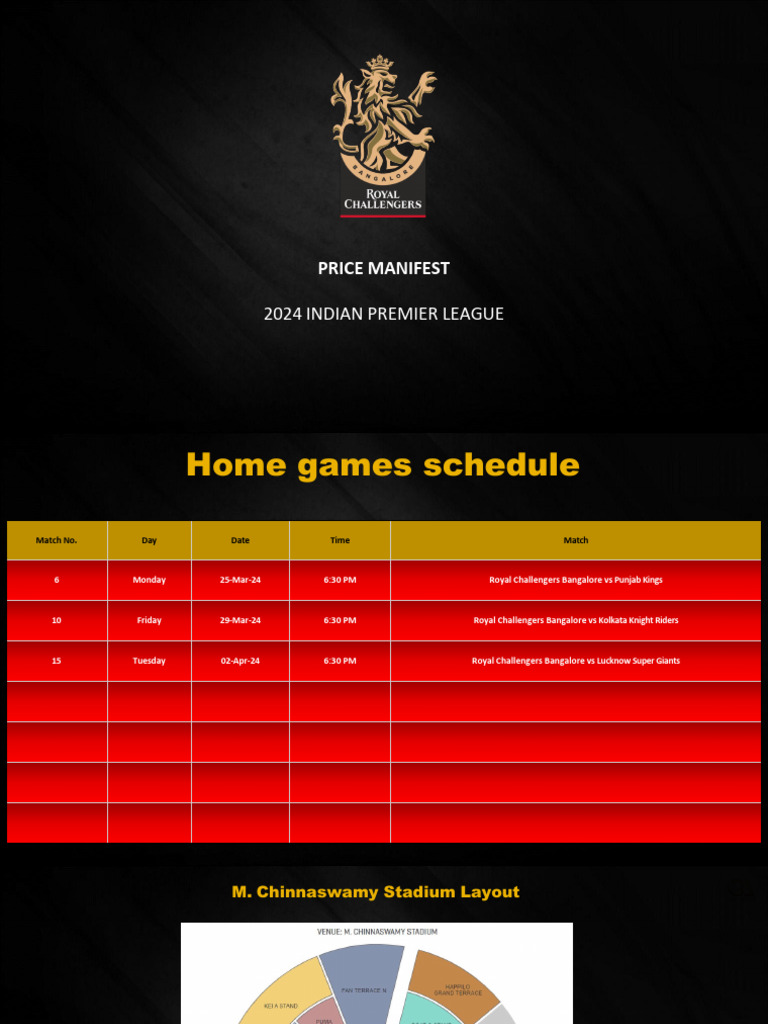 RCB 2024 Ticket Price Manifest | PDF