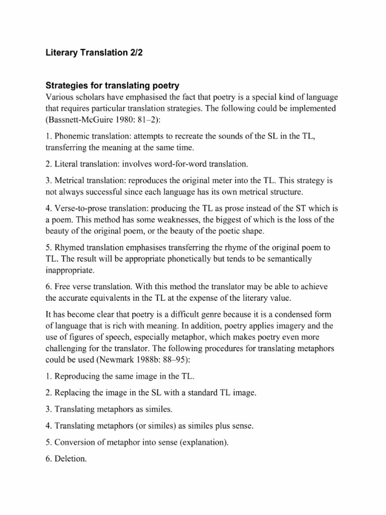Strategies in Translating Poetry | PDF