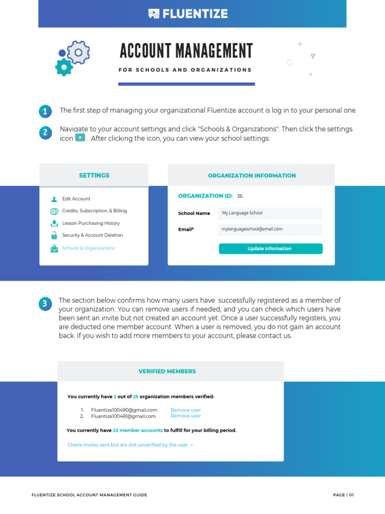 Fluentize School and Organization Account Management | PDF | Icon (Computing) | Online Services