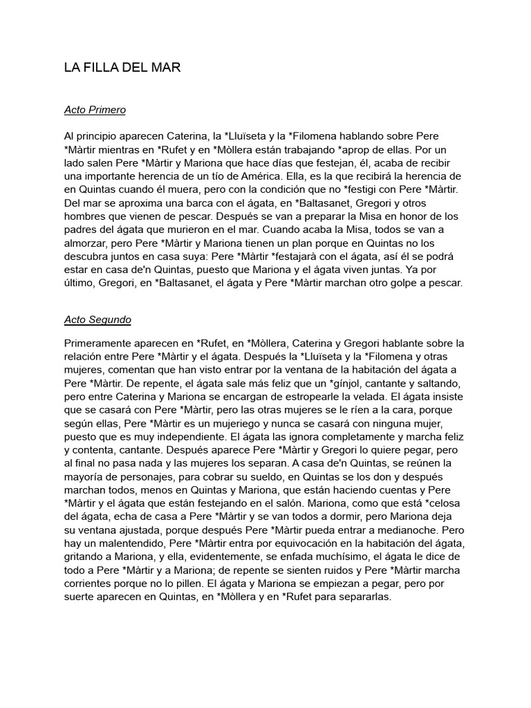 La Filla Del Mar | PDF