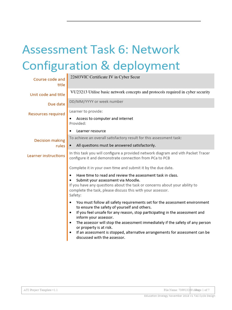 VU23213 MP AT6 Configure a Simple Network-v3-1 (2) | PDF | Ip Address | Computer Network