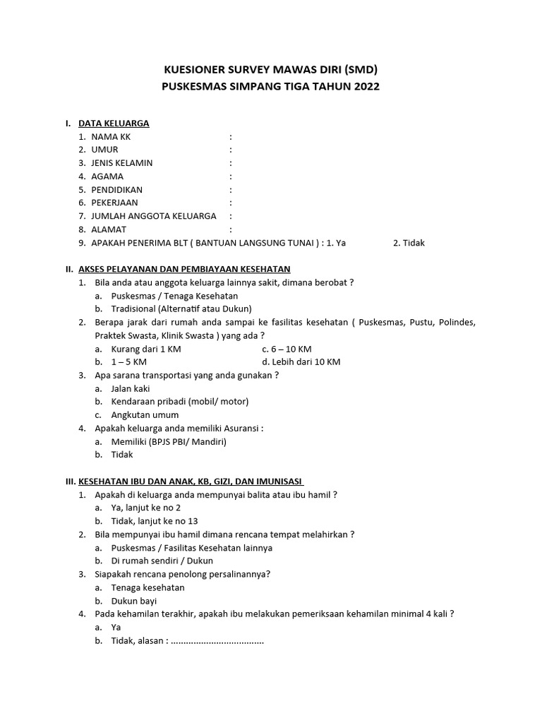 Kuesioner SMD | PDF | Pengembangan Diri
