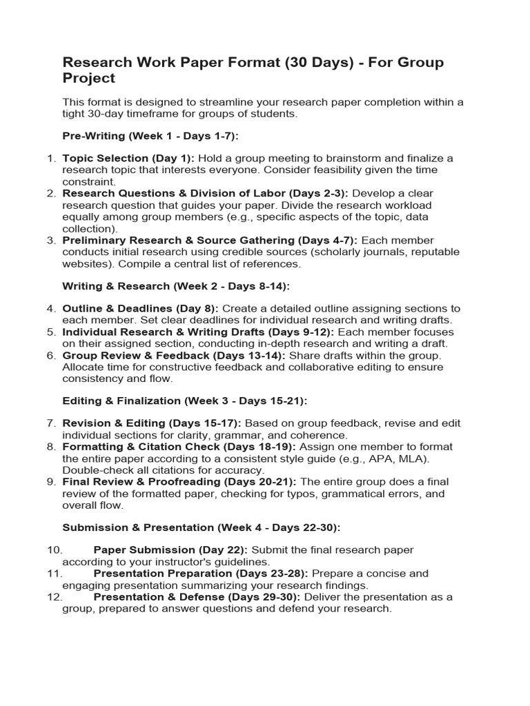 Research Work Paper Format Projected Schedule | PDF | Editing ...