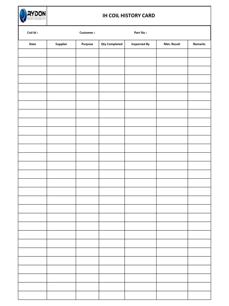 Coil History Card | PDF | Inductor | Electrical Equipment