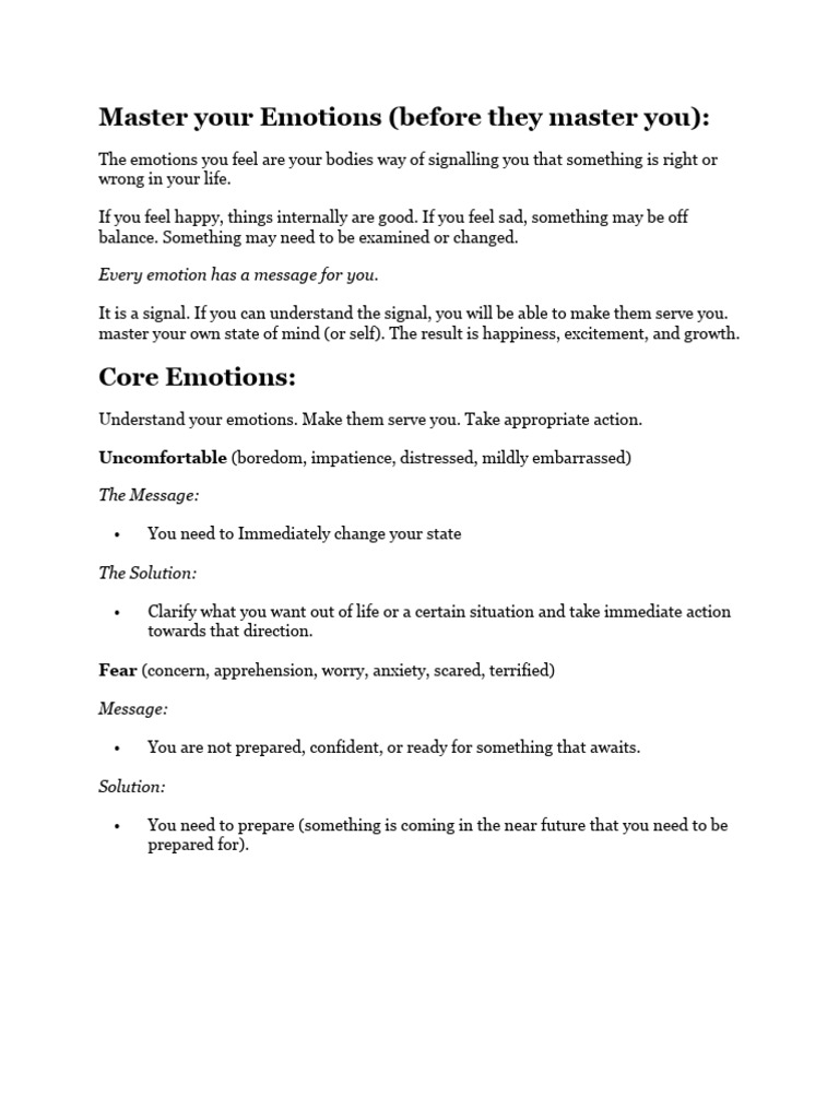 Master Your Emotions Pdf Emotions Fear