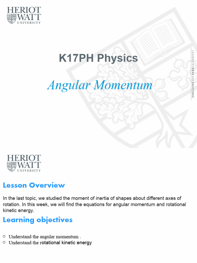 Week 8 Angular Momentum v1 | PDF | Rotation Around A Fixed Axis | Angular Momentum
