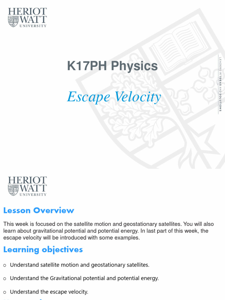 Week 10 Escape Velocity v1 | PDF | Potential Energy | Velocity