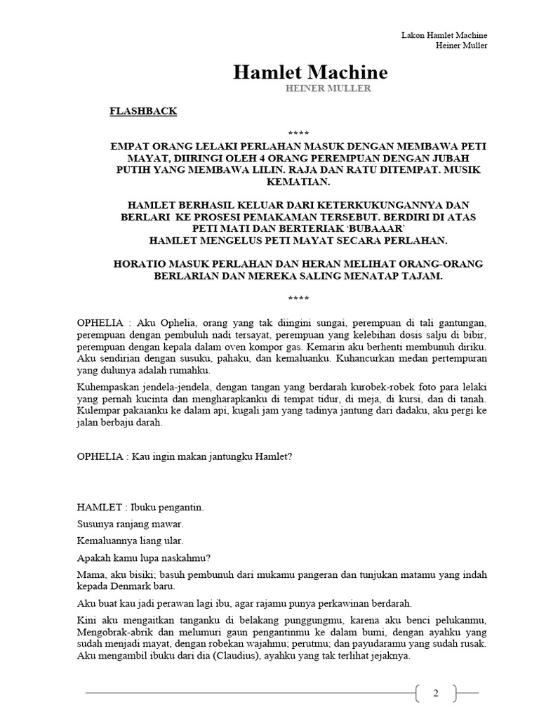 Hamlet Machine: Drama Kematian dan Revolusi | PDF | Sejarah | Dewasa Muda