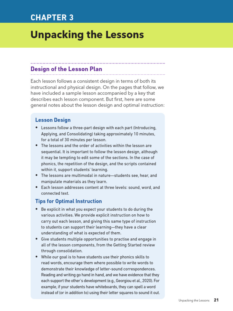 TPC Unpacking The Lessons | Download Free PDF | Phonics | Learning
