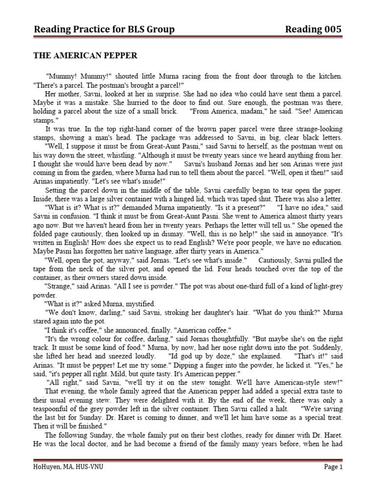 Reading Practice 005 - The American Pepper | PDF | Cremation
