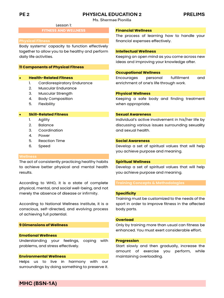 Pe2 Prelims | PDF | Physical Fitness | Acceleration