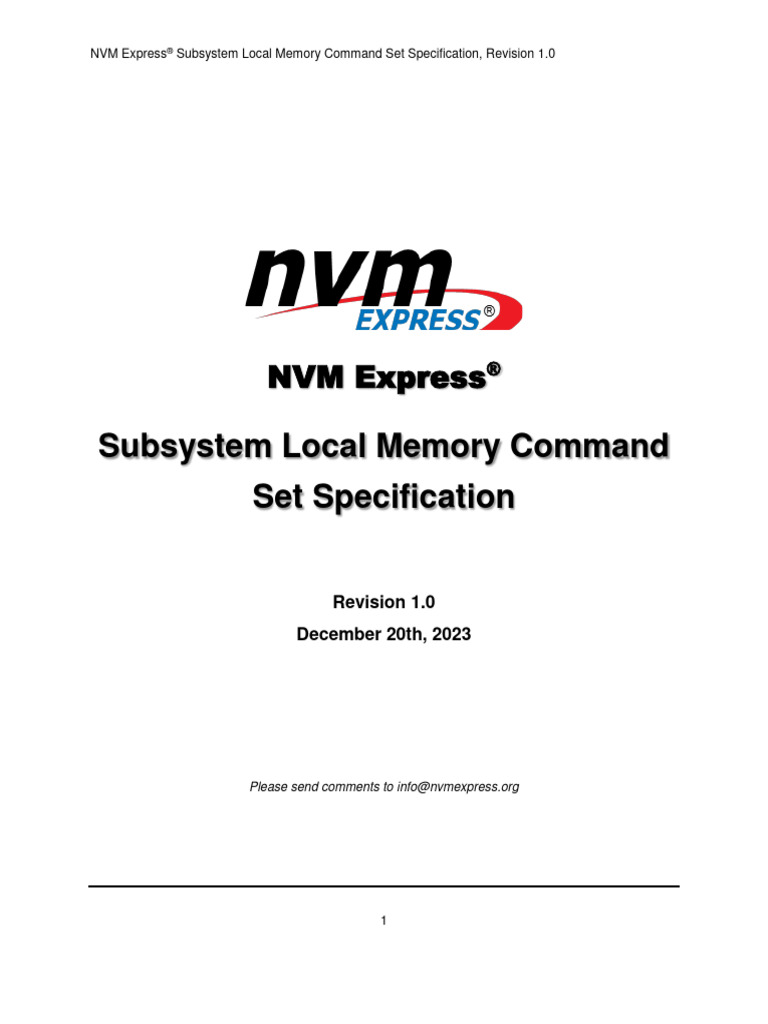 NVM Express Subsystem Local Memory Specification 1.0 2023.12.20 | PDF ...