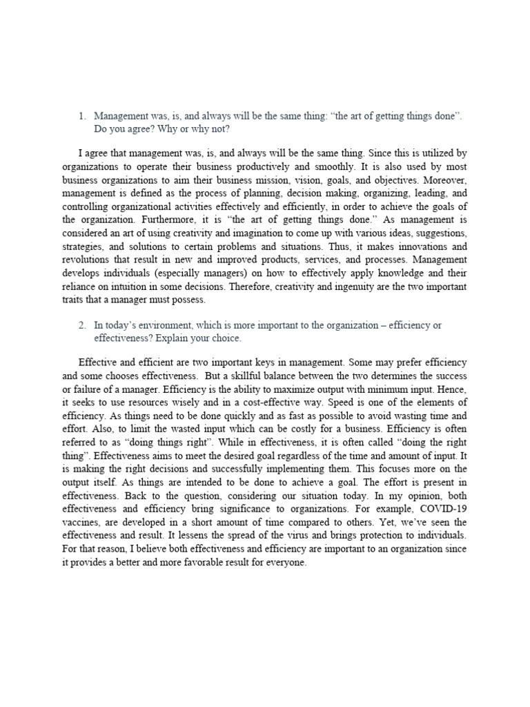 Assignment - Chapter 1 | PDF | Creativity | Efficiency