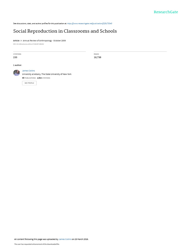 Social Reproduction in Classrooms and Schools | PDF | Anthropology ...