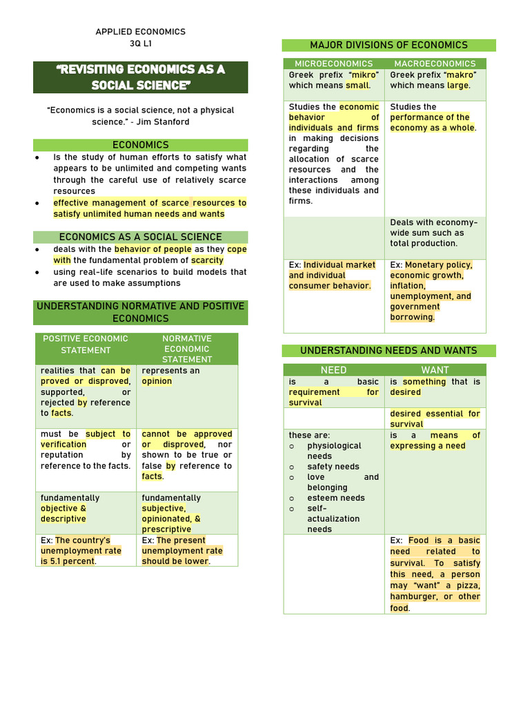 3Q L1 Revisiting Economics As A Social Science | PDF | Economics ...