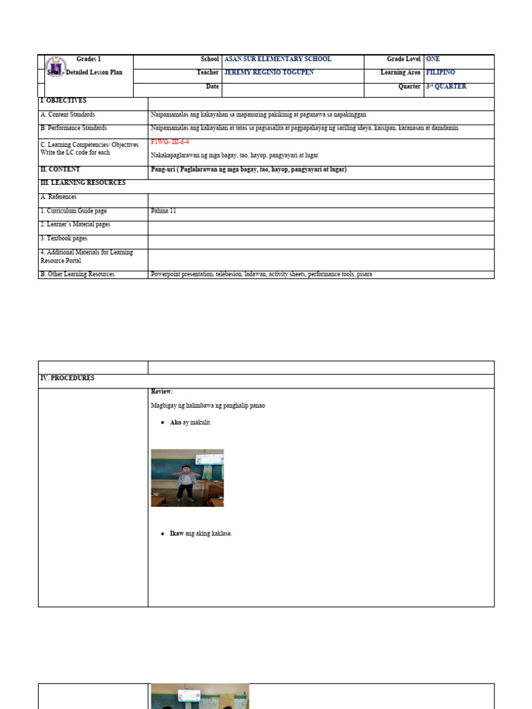 Lesson Plan in Filipino 2 | PDF