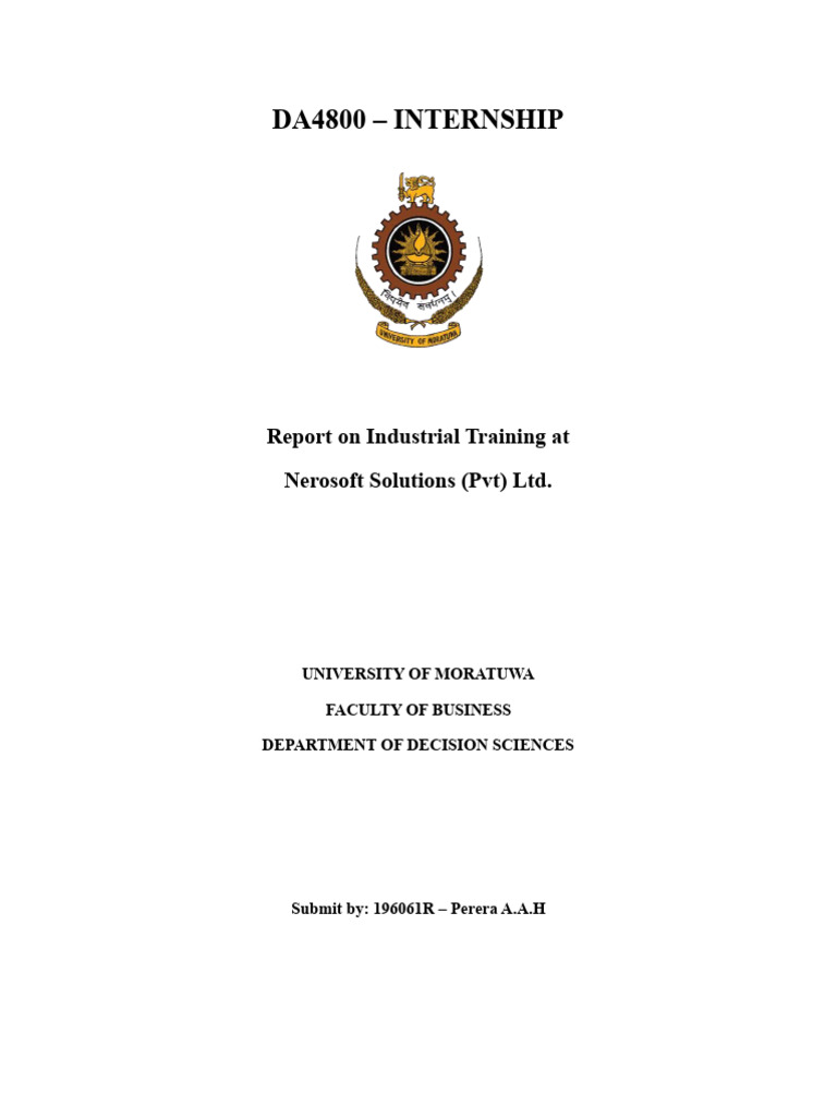 Internship Training Report - 196061R | PDF | Enterprise Resource Planning | Automation