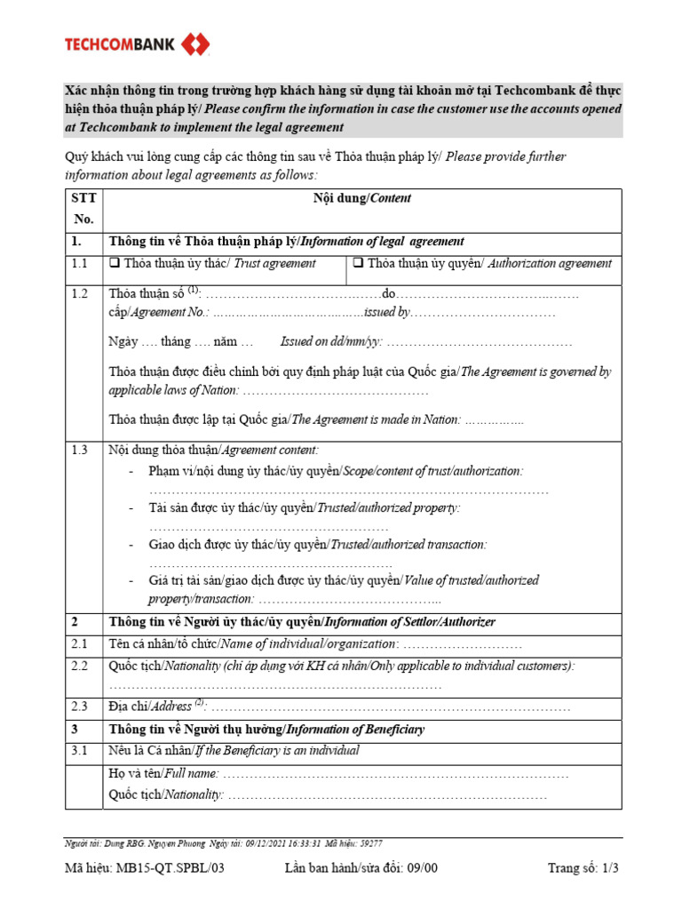 Mau Bieu 15 Xac Nhan Thong Tin Voi Khach Hang Tham Gia Thoa Thuan Phap Ly Khach Hang Khong Co ...