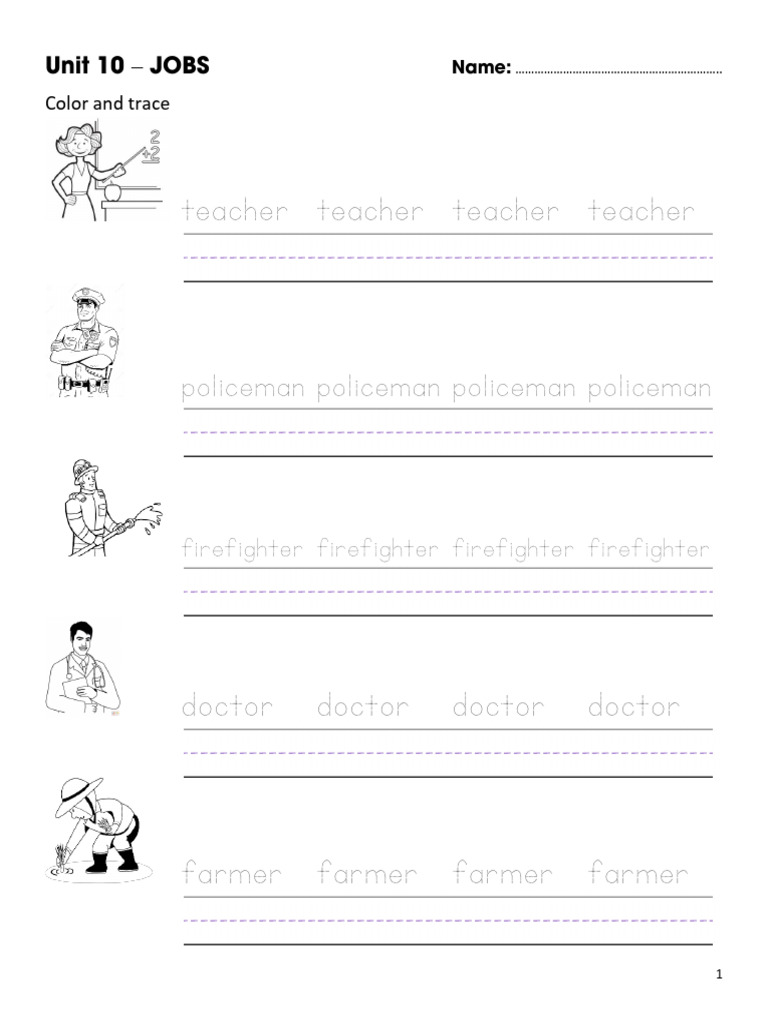 Jobs Vocabulary and Sentence Practice | PDF