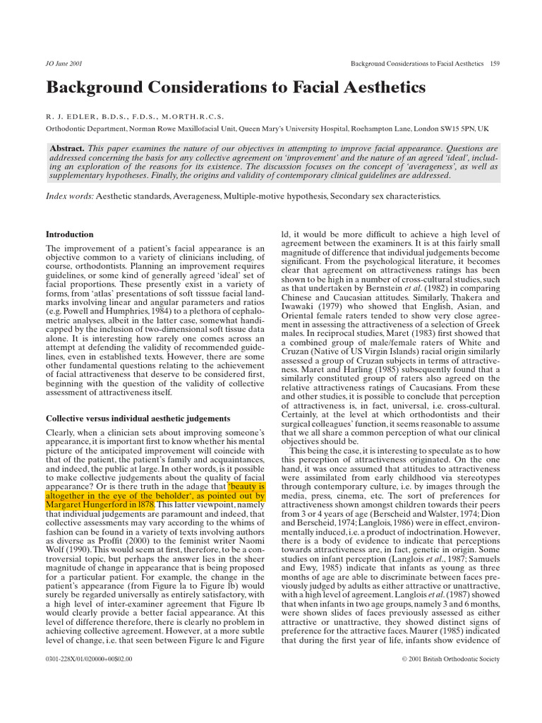 Background Considerations To Facial Esthetics | PDF | Physical ...