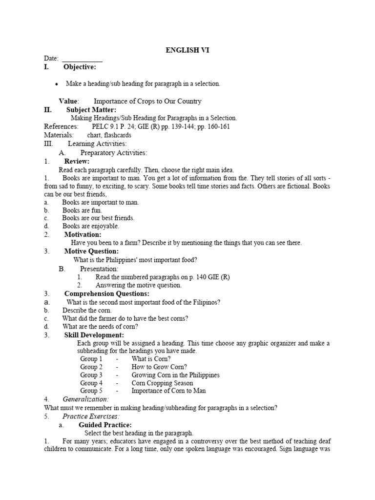 Dlp-Making Heading&sub Heading | PDF | Human Communication | Learning