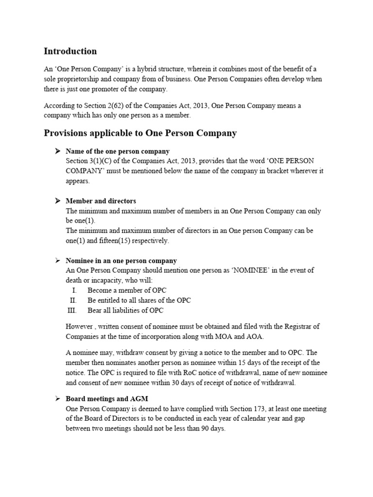 Opc Draft | PDF | Business | Corporations