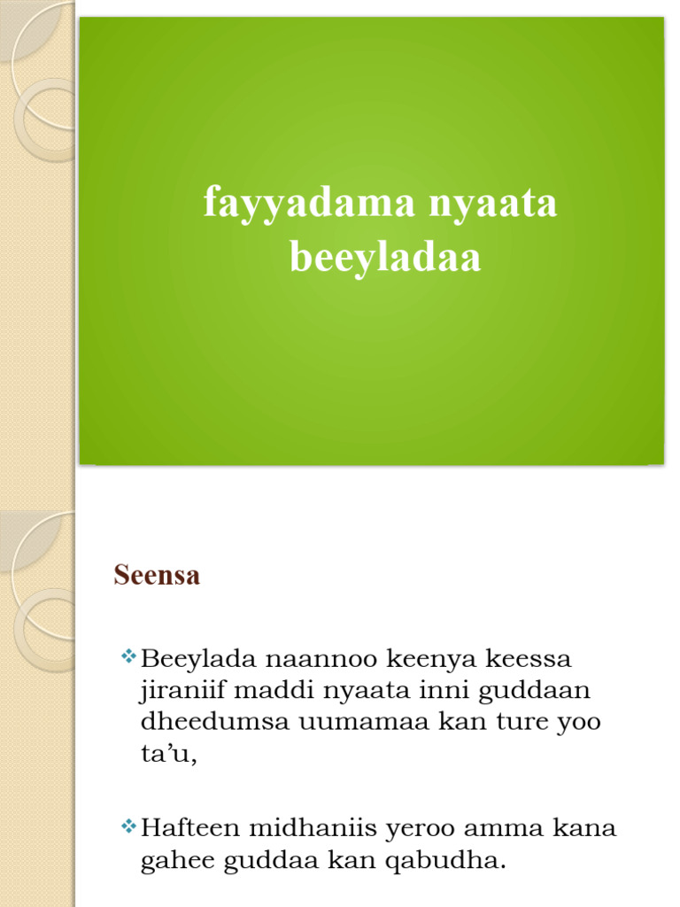 Qophii Nyaata Beeyladaa | PDF