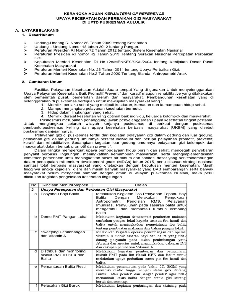 Kak Upaya Percepatan Perbaikan Gizi Masyarakat 2022 | PDF