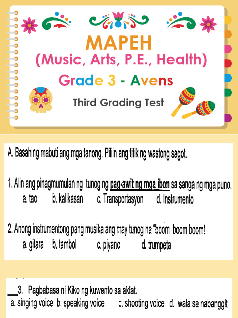 3rd Grading Test MAPEH | PDF