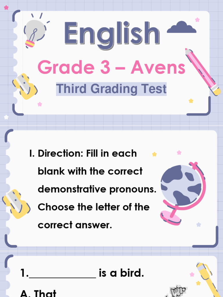 3rd Grading Test English | PDF