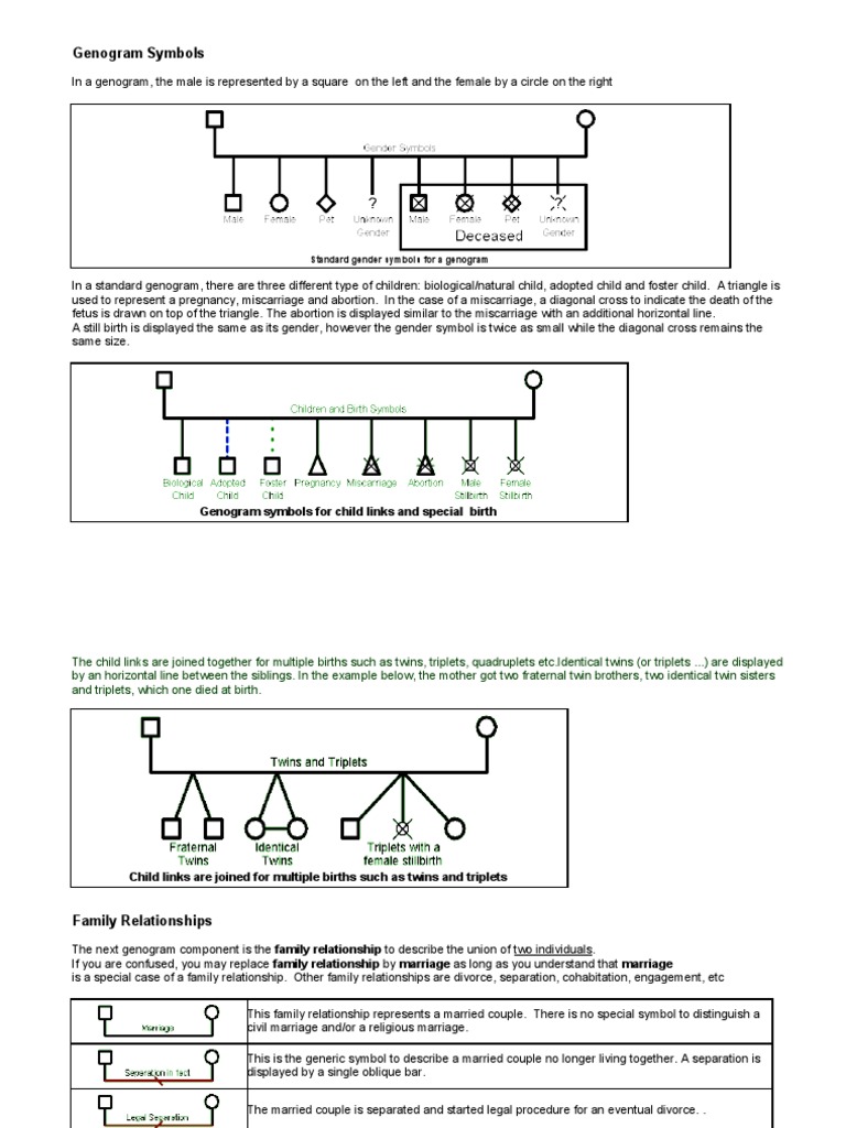 Genogram Symbols | PDF | Multiple Births | Sibling