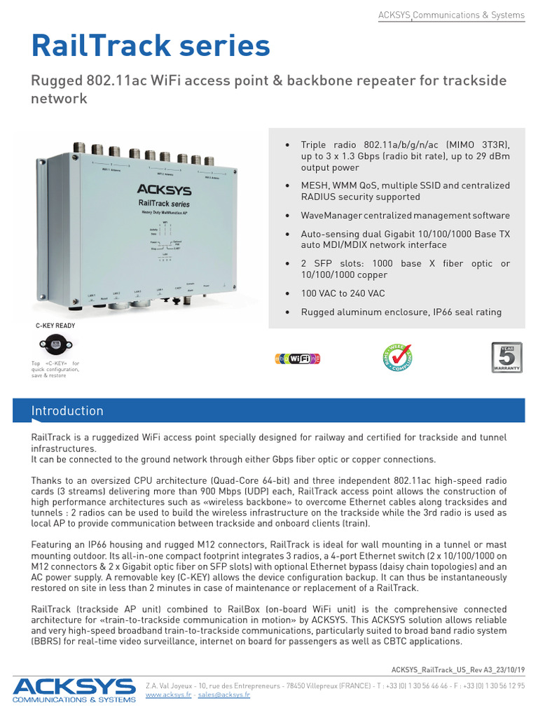 Acksys Railtrack Us | Download Free PDF | Wi Fi | Ieee 802.11